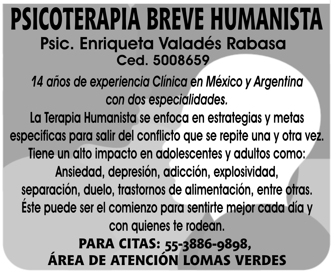PSICOTERAPIA BREVE HUMANISTA Psic. Enriqueta Valadés Rabasa Ced ...